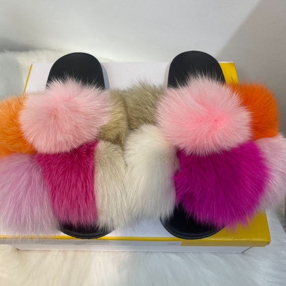 Gnd | Shoes | Womens Faux Fur Slides Open Toe Cute Fur Slippers Indoor ...